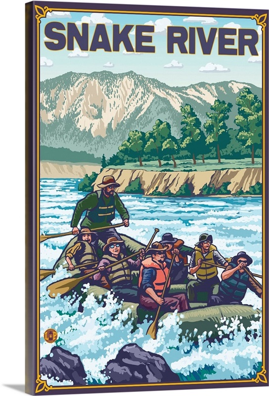 White Water Rafting - Snake River, Idaho: Retro Travel Poster | Great ...