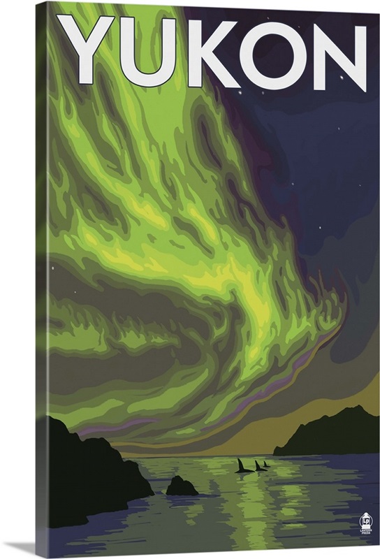 Yukon, Canada - Northern Lights: Retro Travel Poster | Great Big Canvas