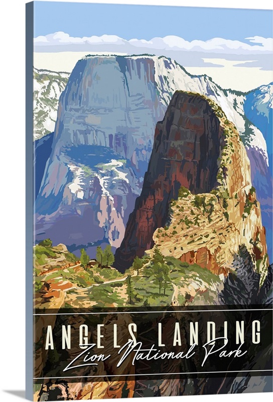 Zion National Park, Angels Landing: Graphic Travel Poster | Great Big ...