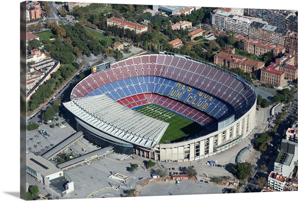 Camp Nou Stadium, Barcelona, Spain - Aerial Photograph Wall Art, Canvas ...