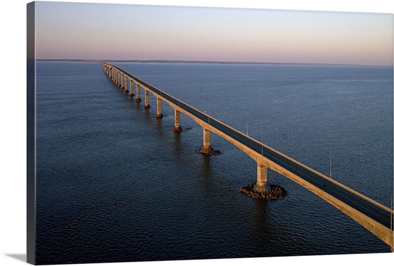 Confederation Bridge At Sunset, New Brunswick, Canada - Aerial ...