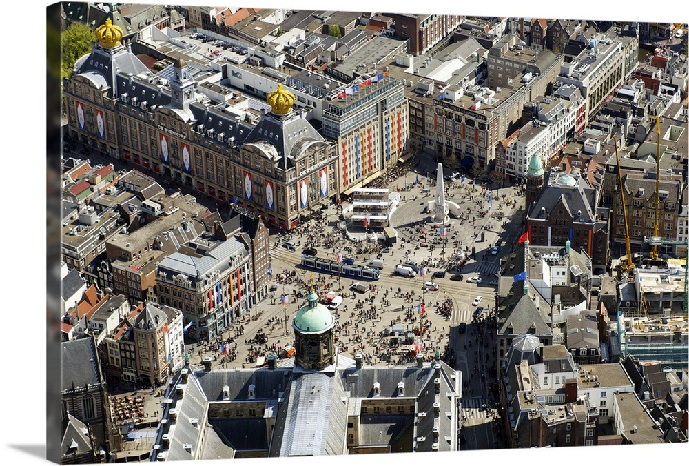 Dam Square, Amsterdam - Aerial Photograph Wall Art, Canvas Prints ...