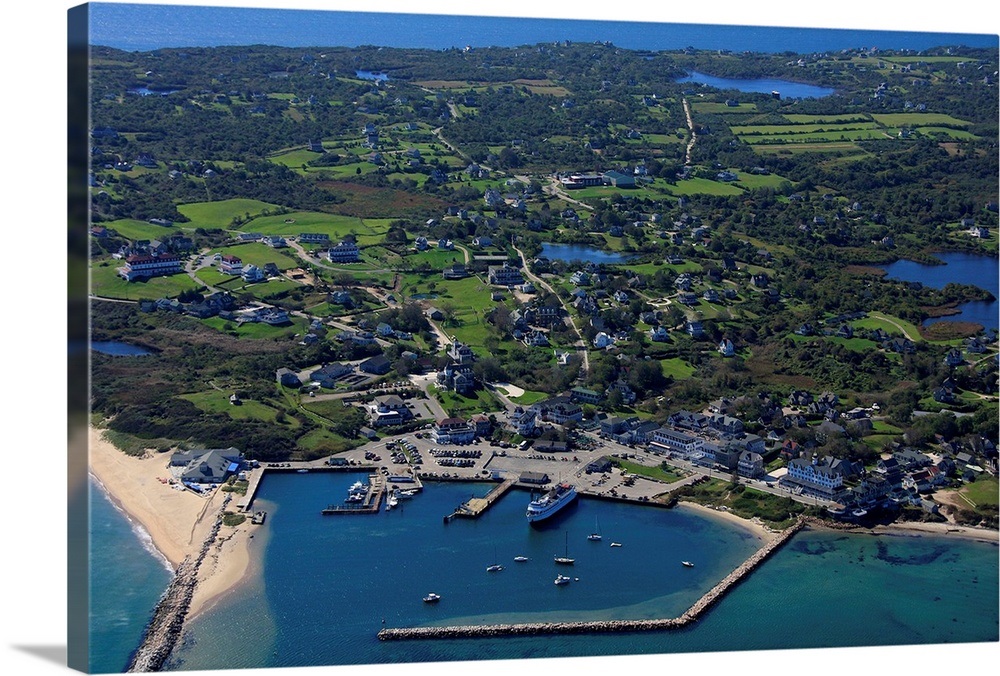Old Harbor, Block Island - Aerial Photograph Wall Art, Canvas Prints ...