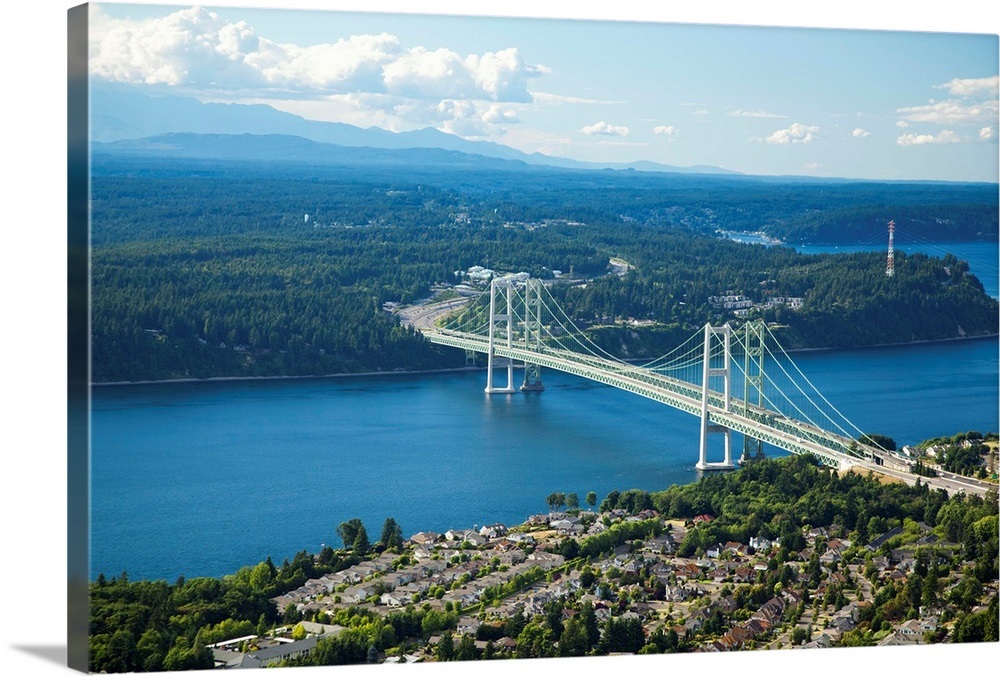 Tacoma Narrows Bridge; Tacoma, WA - Aerial Photograph Wall Art, Canvas ...