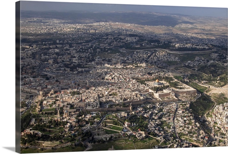 The Temple Mount And The Old City, Jerusalem, Israel - Aerial ...