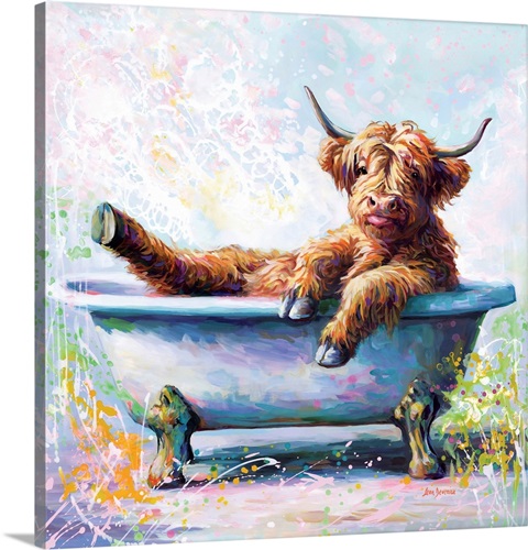 Splish Splash Baby Highland Cow | Great Big Canvas