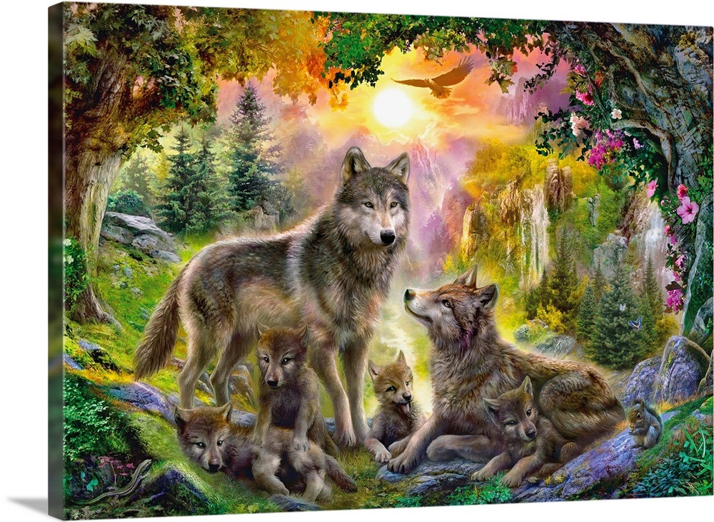 Autumn Wolf Family Wall Art, Canvas Prints, Framed Prints, Wall Peels ...