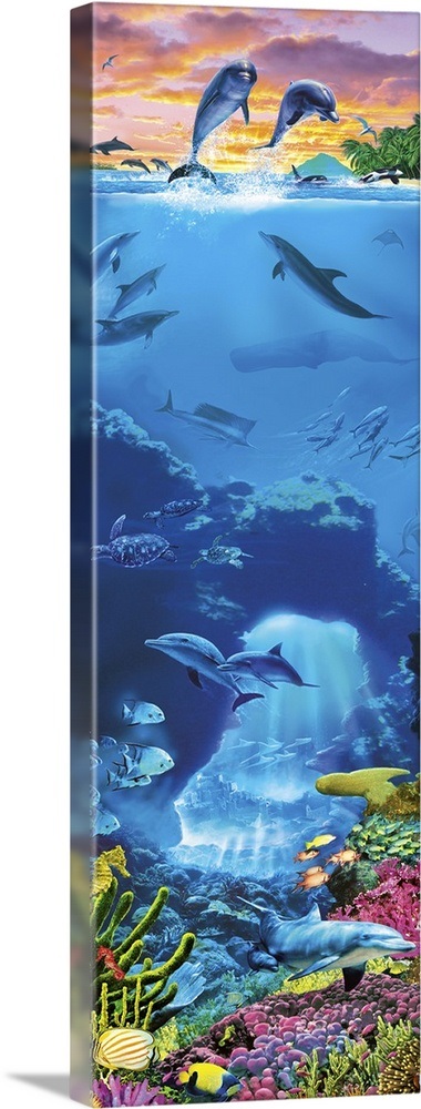 Dolphin Panel Wall Art, Canvas Prints, Framed Prints, Wall Peels ...