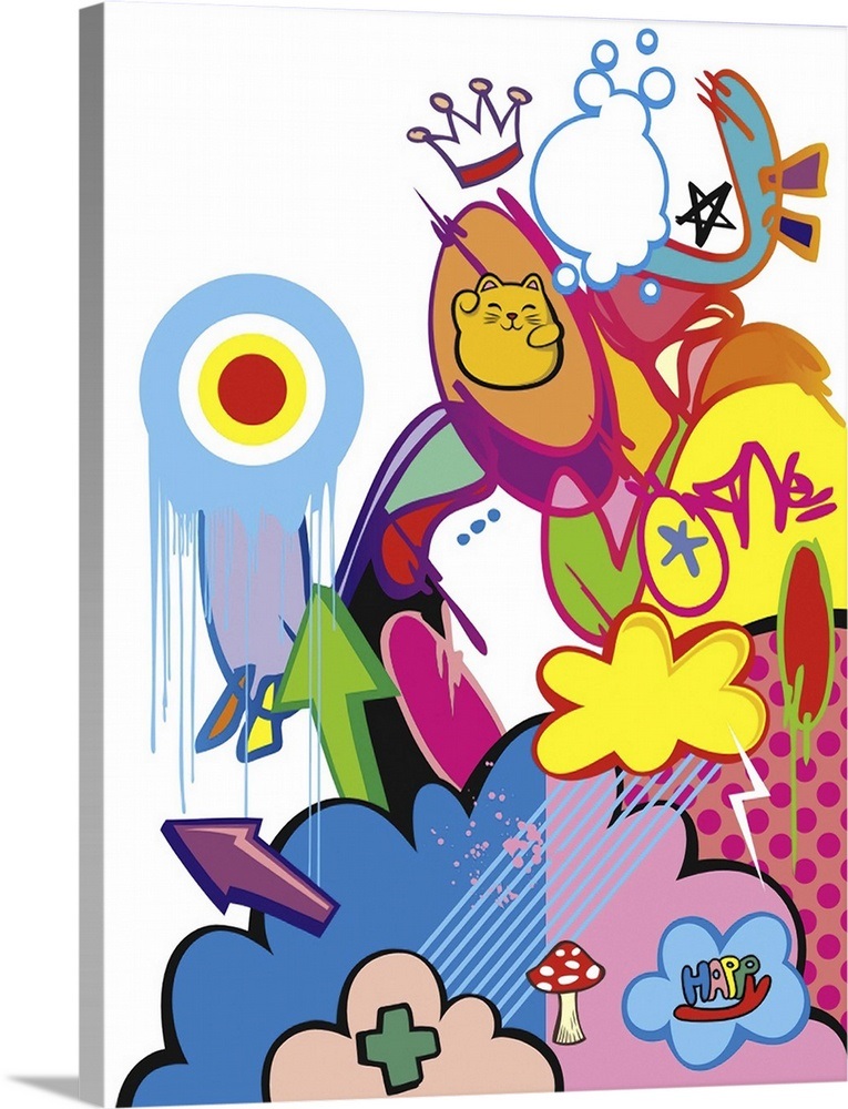 Graffiti Clouds Wall Art, Canvas Prints, Framed Prints, Wall Peels ...