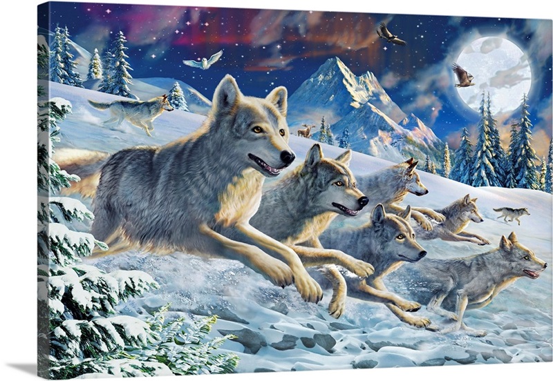 Moonlight Wolfpack | Great Big Canvas