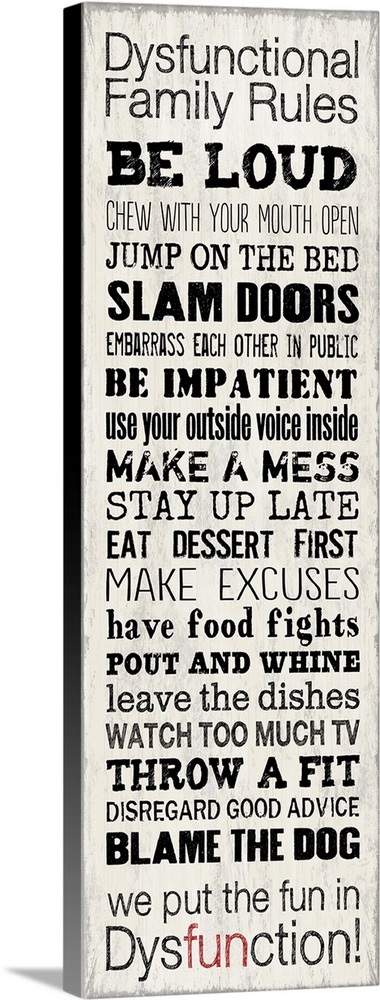 Dysfunctional Family Rules on grey Wall Art, Canvas Prints, Framed ...
