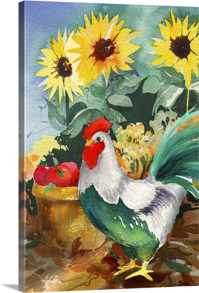 Rooster and Sunflower Wall Art, Canvas Prints, Framed Prints, Wall ...