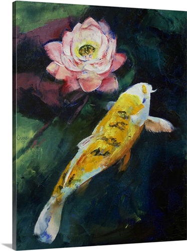 Koi and Lotus Flower | Great Big Canvas