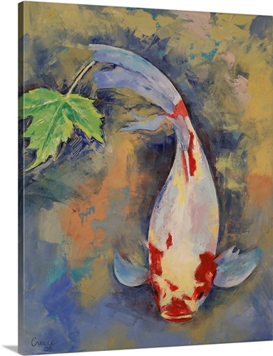Koi with Japanese Maple Leaf | Great Big Canvas