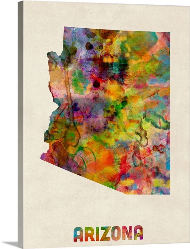 Arizona Watercolor Map | Great Big Canvas