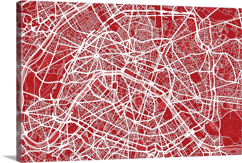 Art map of Paris in red | Great Big Canvas