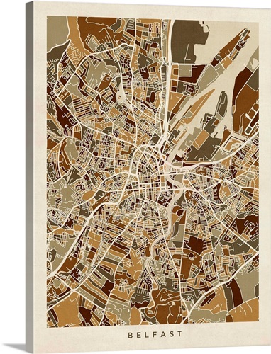 Belfast Northern Ireland City Map | Great Big Canvas