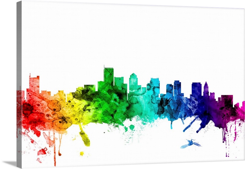 Boston Massachusetts Skyline, Rainbow | Great Big Canvas