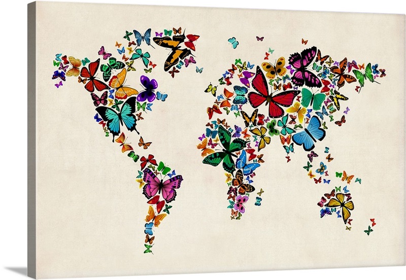 Butterflies Map of the World | Great Big Canvas