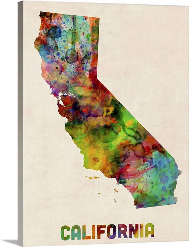 California Watercolor Map | Great Big Canvas