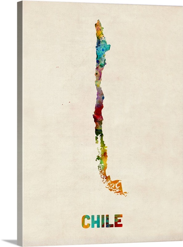 Chile Watercolor Map | Great Big Canvas