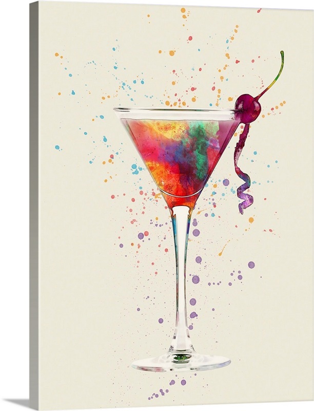 Cocktail Drinks Glass Watercolor | Great Big Canvas