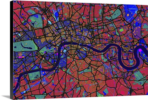Colored map of London | Great Big Canvas