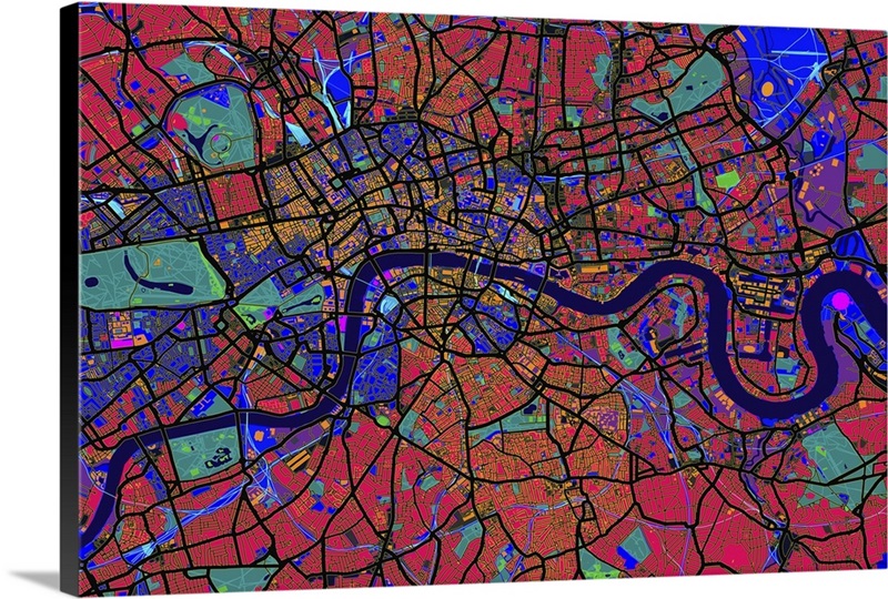 Colored map of London | Great Big Canvas