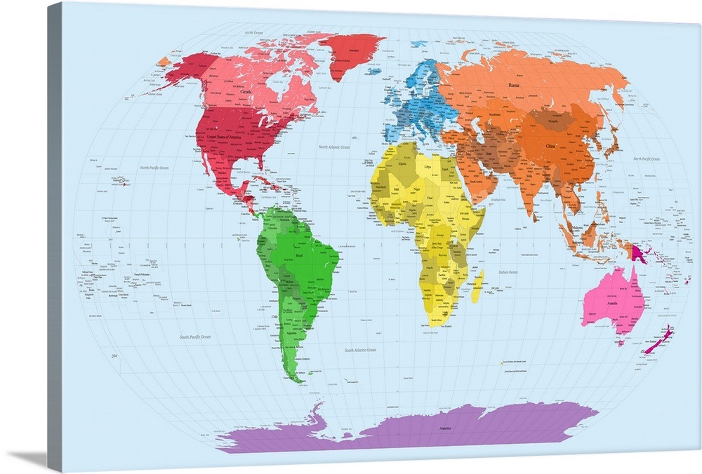 Continent map of the world Wall Art, Canvas Prints, Framed Prints, Wall ...