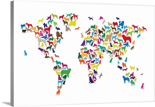 Dogs Map of the World Map | Great Big Canvas