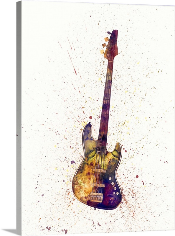 Electric Bass Guitar Abstract Watercolor | Great Big Canvas