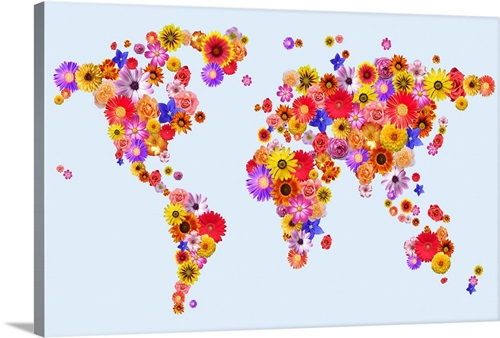Flower World Map | Great Big Canvas