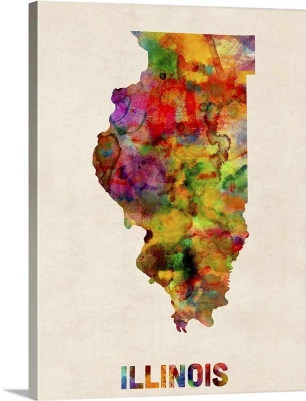 Illinois Watercolor Map | Great Big Canvas