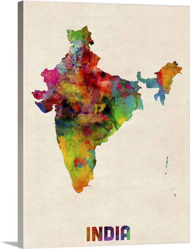 India Watercolor Map | Great Big Canvas