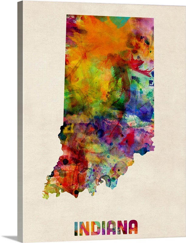 Indiana Watercolor Map | Great Big Canvas