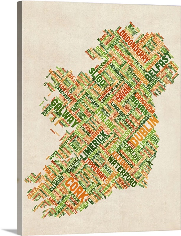 Ireland Eire City Text map | Great Big Canvas