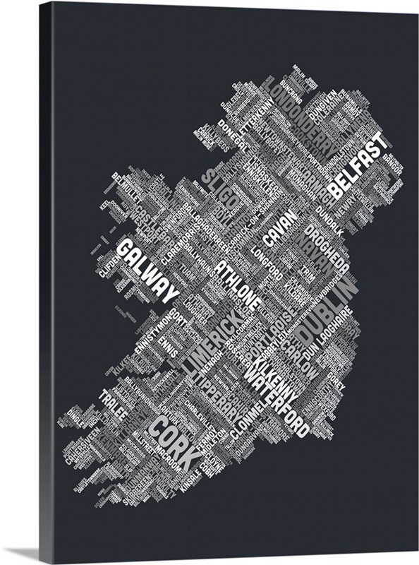 Ireland Eire City Text map | Great Big Canvas