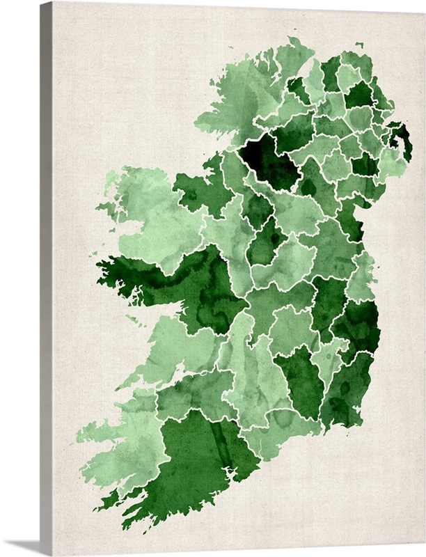 Ireland Watercolor Map | Great Big Canvas