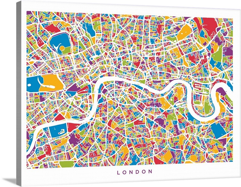 London England Street Map, Colorful | Great Big Canvas
