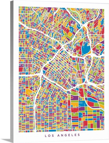 Los Angeles City Street Map, Multicolor | Great Big Canvas