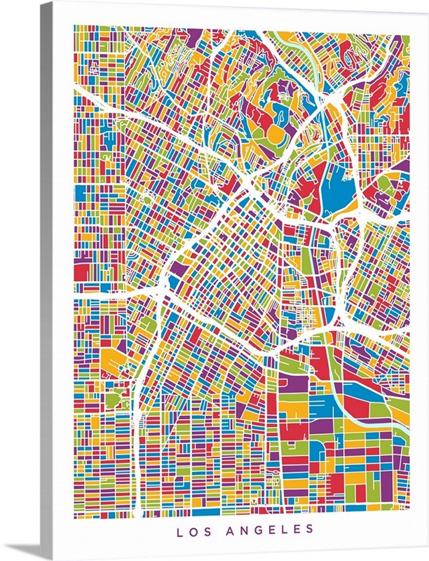 Los Angeles City Street Map, Multicolor | Great Big Canvas