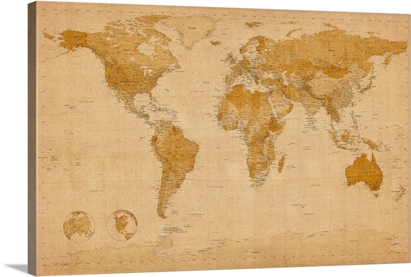 Map of the world in antique style | Great Big Canvas
