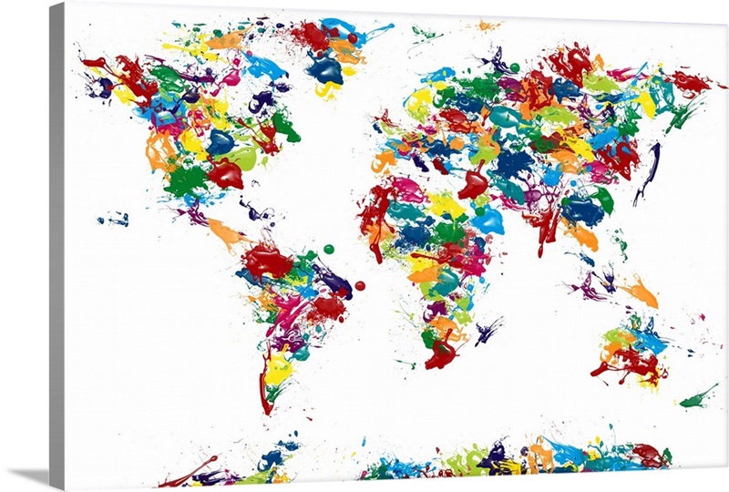 Map of the world made up from paint splatters | Great Big Canvas