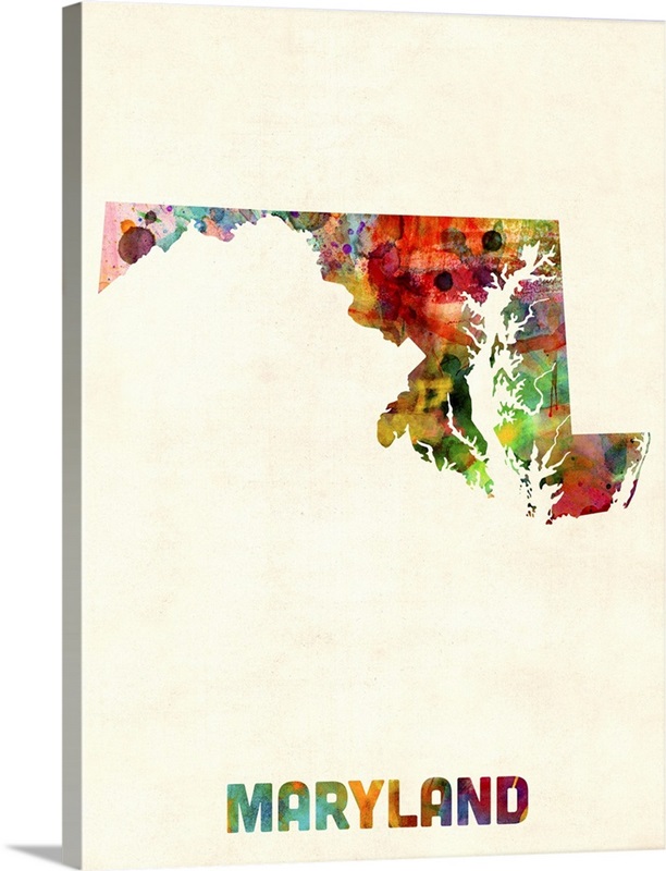 Maryland Watercolor Map | Great Big Canvas