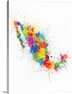 Mexico Paint Splashes Map Wall Art, Canvas Prints, Framed Prints, Wall ...