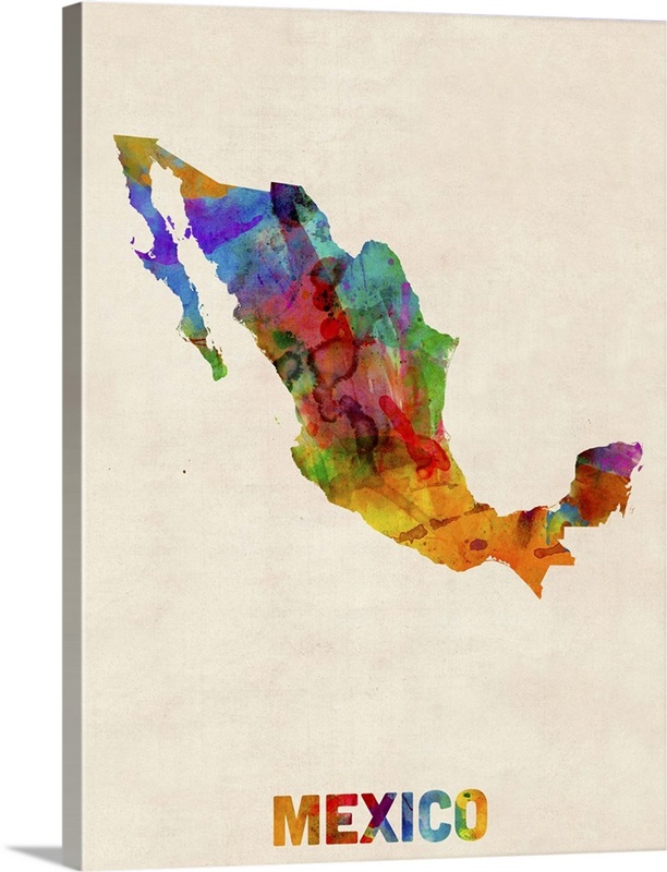 Mexico Watercolor Map | Great Big Canvas