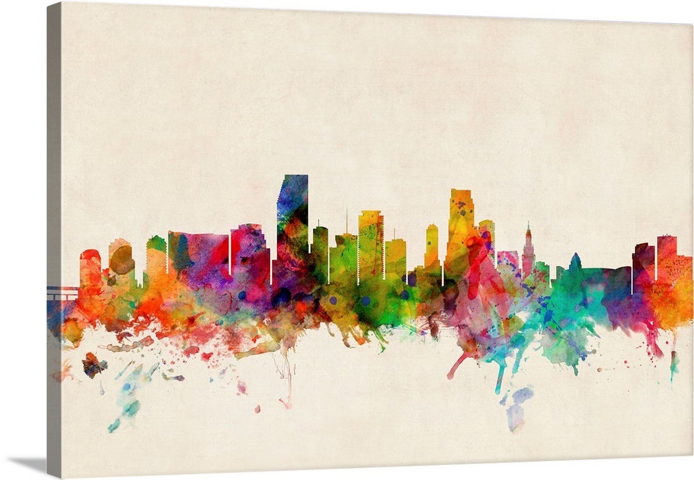 Miami Florida Skyline Wall Art, Canvas Prints, Framed Prints, Wall ...