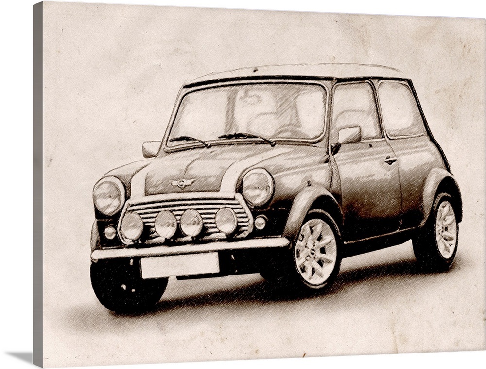 Mini Cooper Sketch Wall Art, Canvas Prints, Framed Prints, Wall Peels ...