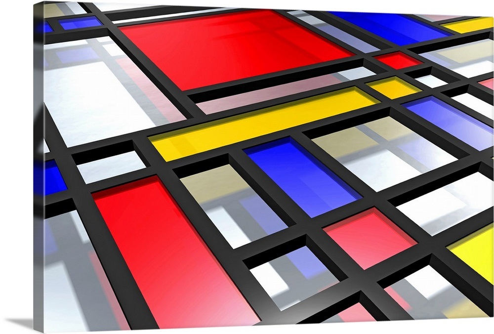 Mondrian Inspired 3D Wall Art, Canvas Prints, Framed Prints, Wall Peels ...