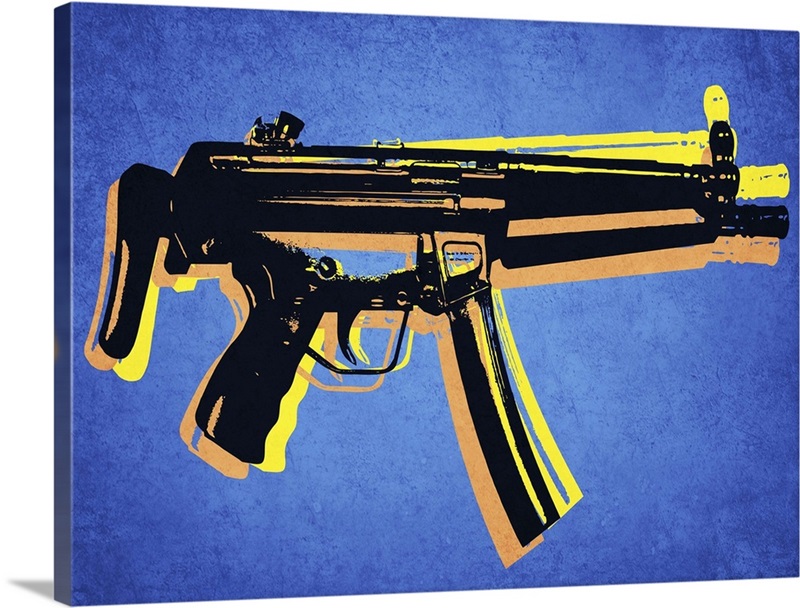 MP5 Sub Machine Gun on Blue | Great Big Canvas